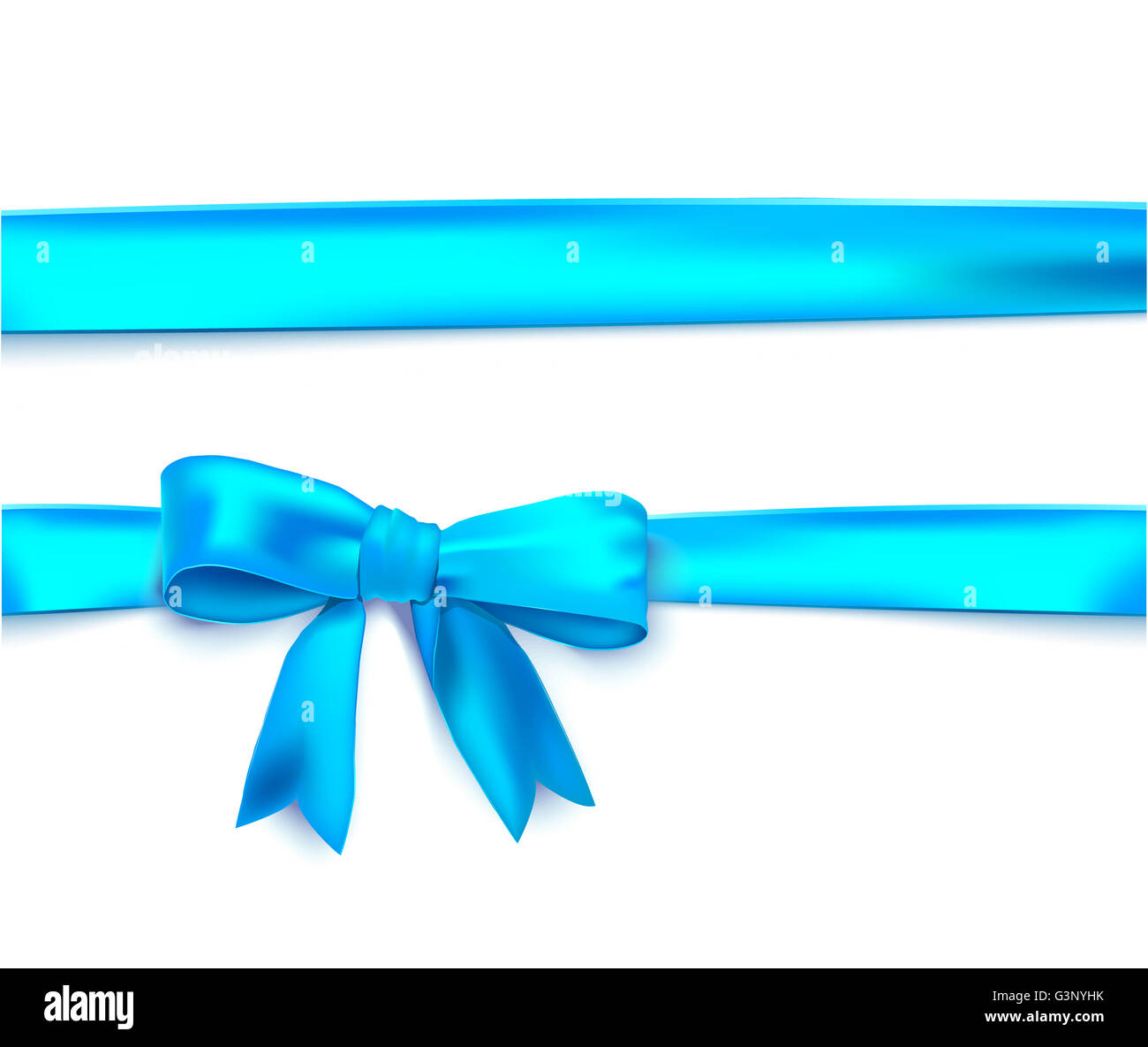 Horizontal blue shiny ribbons vector isolated with bow Stock Photo - Alamy