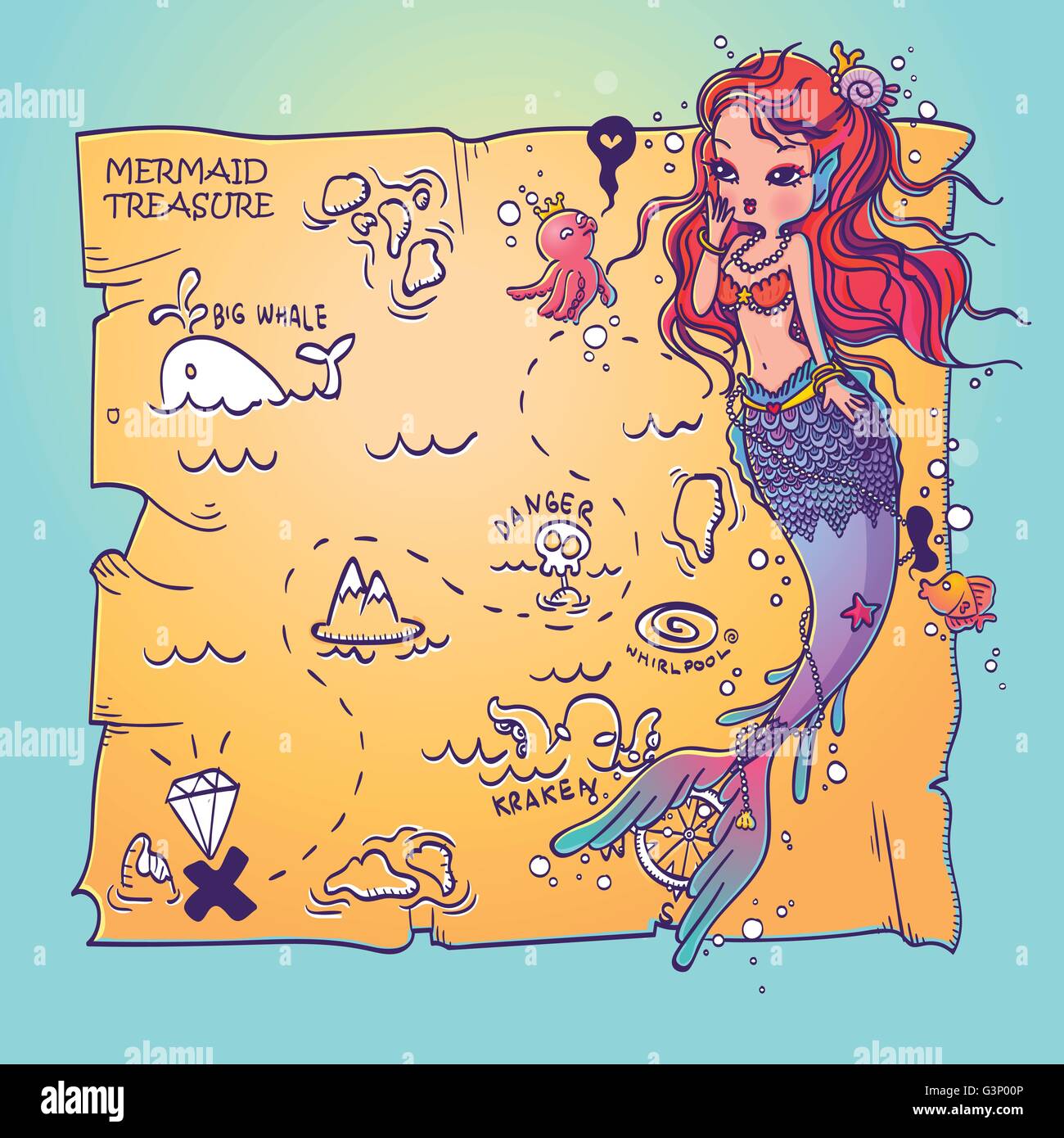 Illustration cute cartoon doodle map High Resolution Stock Photography ...