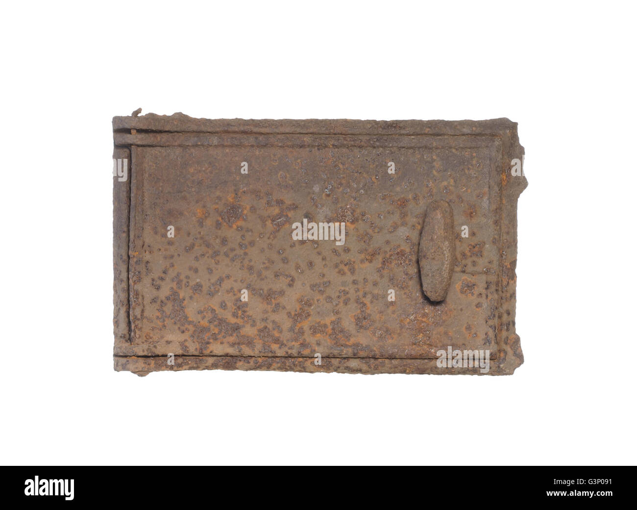 Old rusty furnace door isolated on white background Stock Photo - Alamy