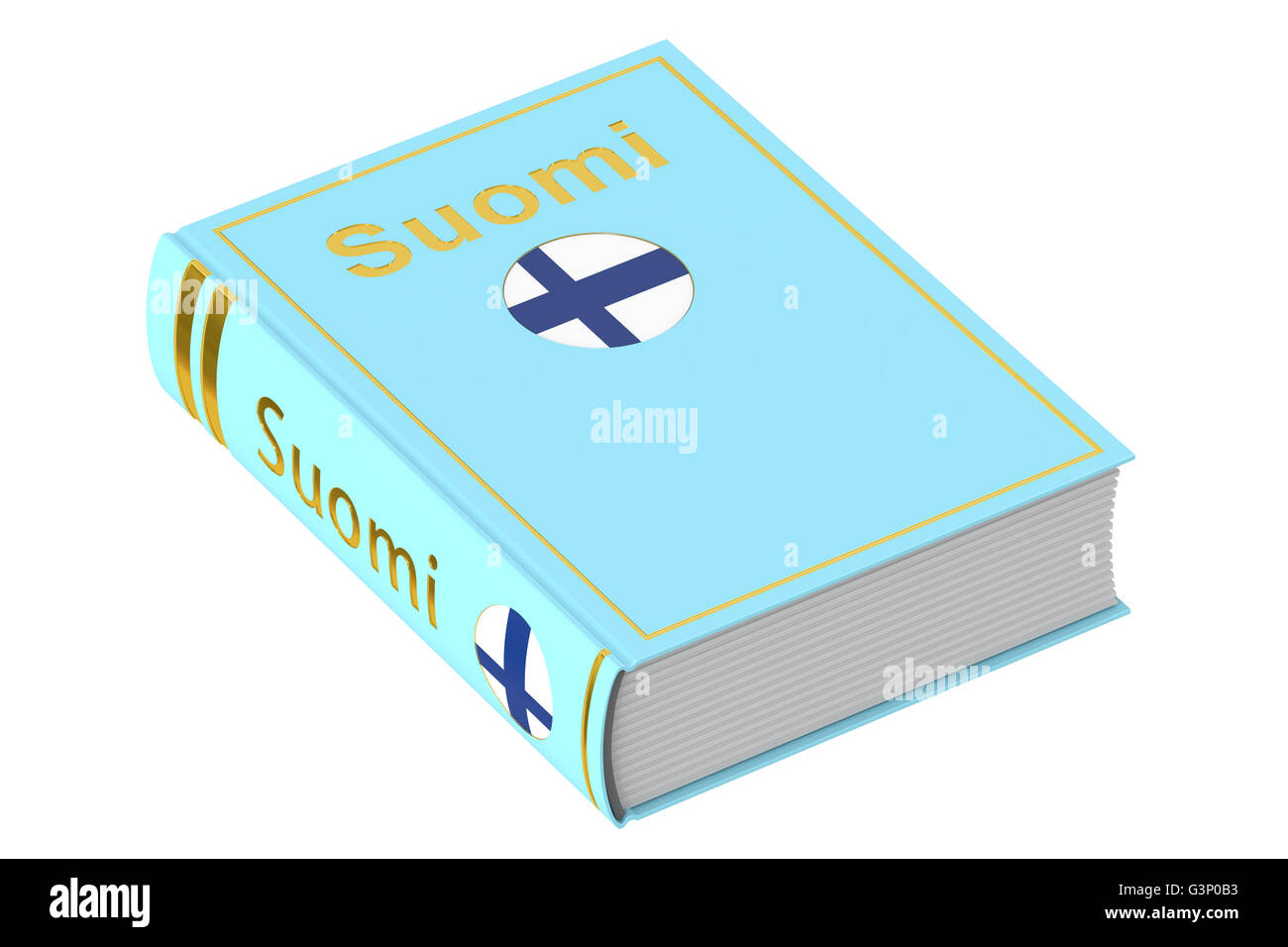 Finnish Suomi language textbook, 3D rendering isolated on white ...