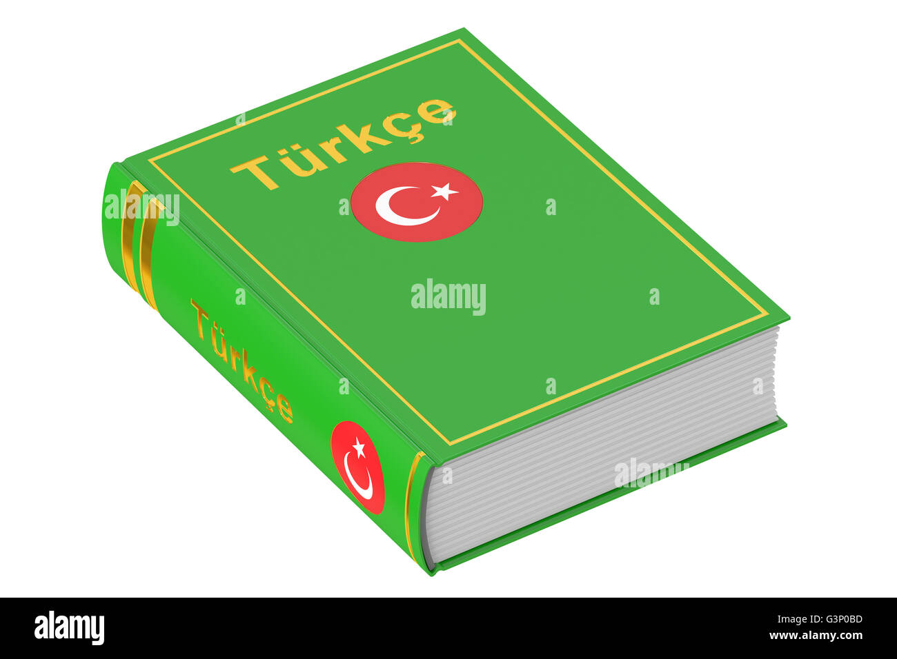 Turkish language textbook, 3D rendering isolated on white background ...