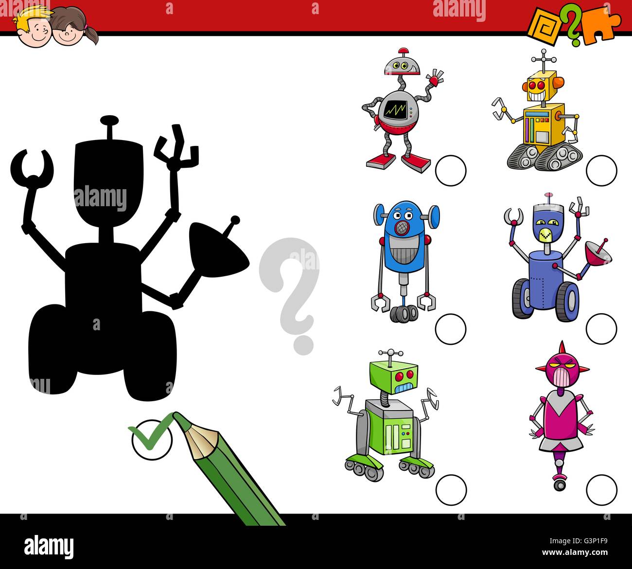 Cartoon Illustration of Find the Shadow Educational Activity for ...