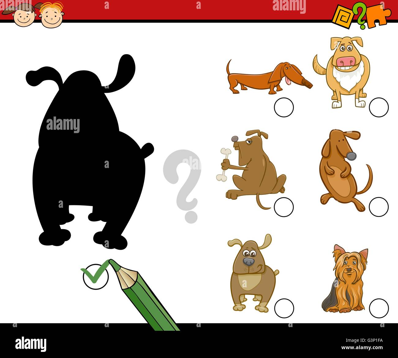 Cartoon Illustration of Educational Shadow Activity for Preschool ...