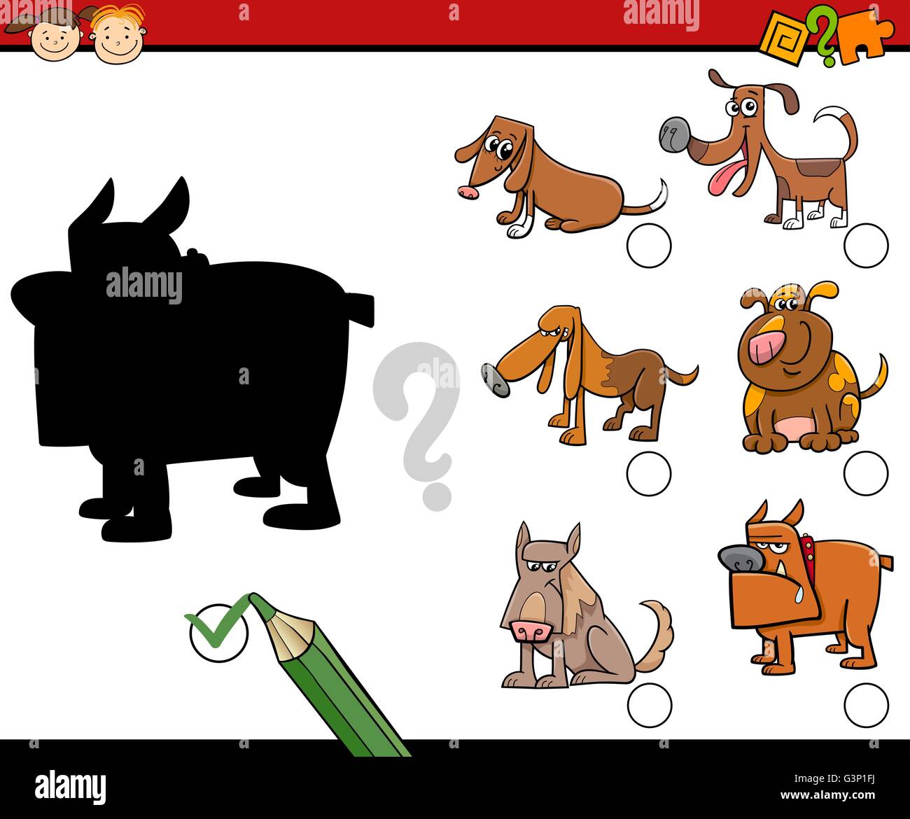 Cartoon Illustration of Educational Shadow Activity for Preschool ...