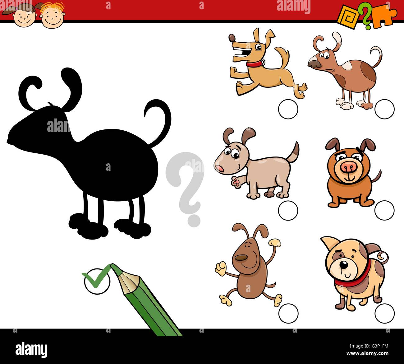 Cartoon Illustration of Educational Shadow Task for Preschool Children ...