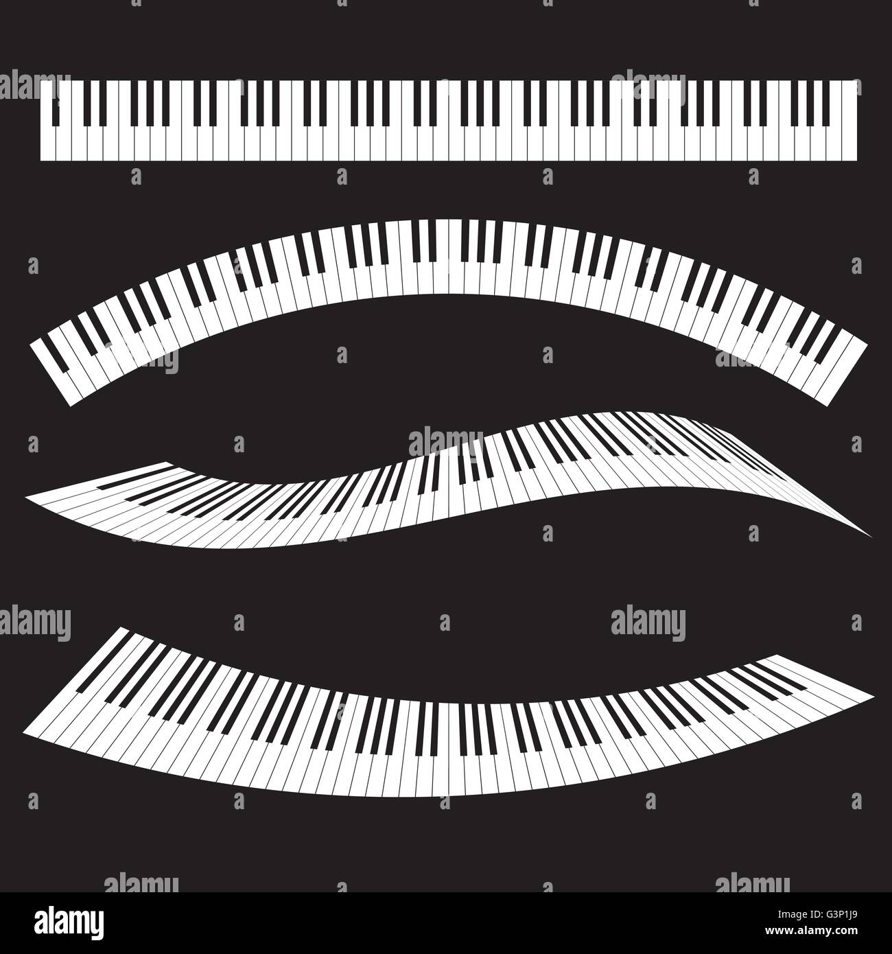 Black and White Piano keys with different styles Stock Vector Image ...