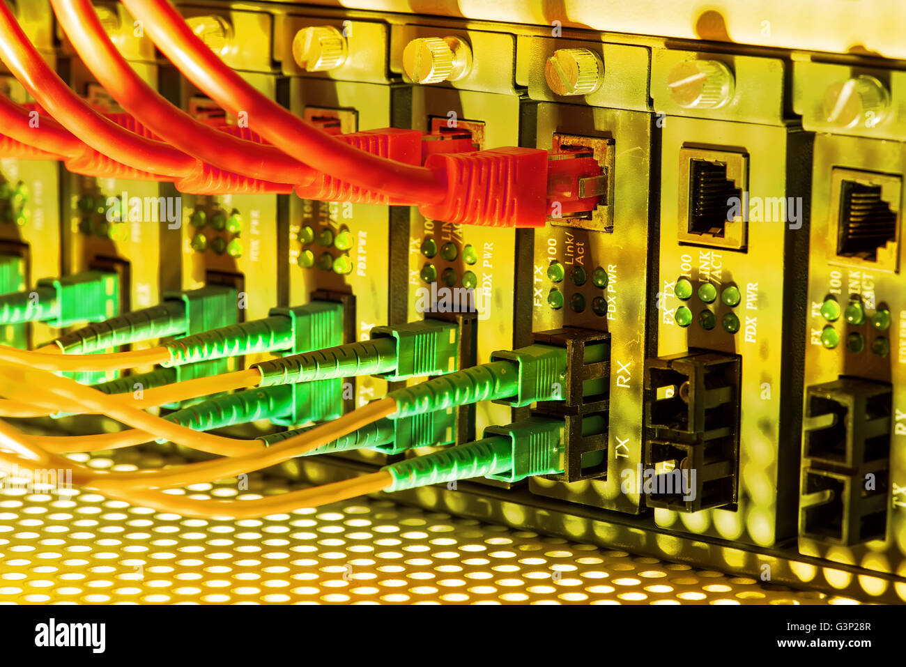Network panel, switch and cable in data center Stock Photo - Alamy