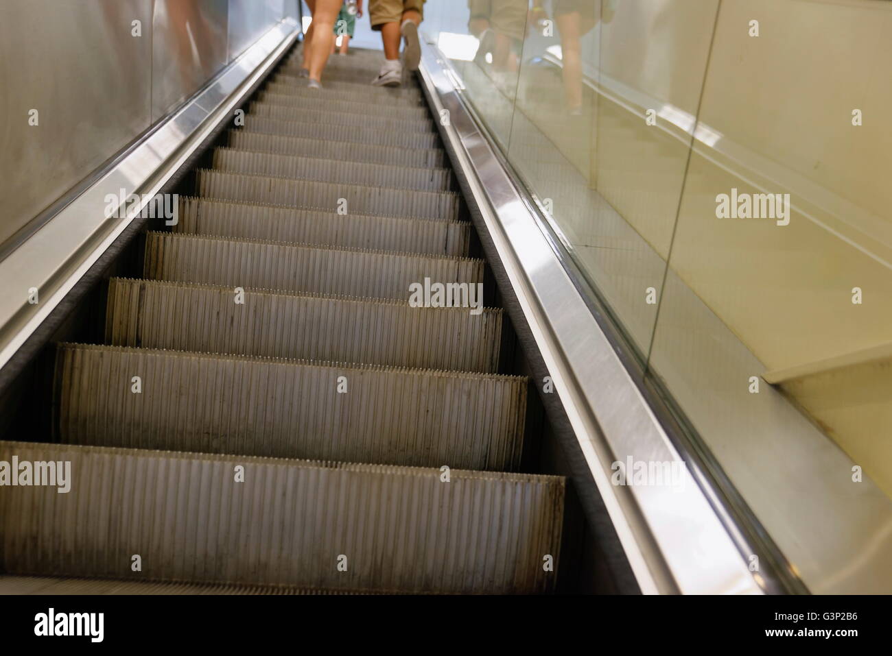 People Using An Escalator Stock Photo - Alamy