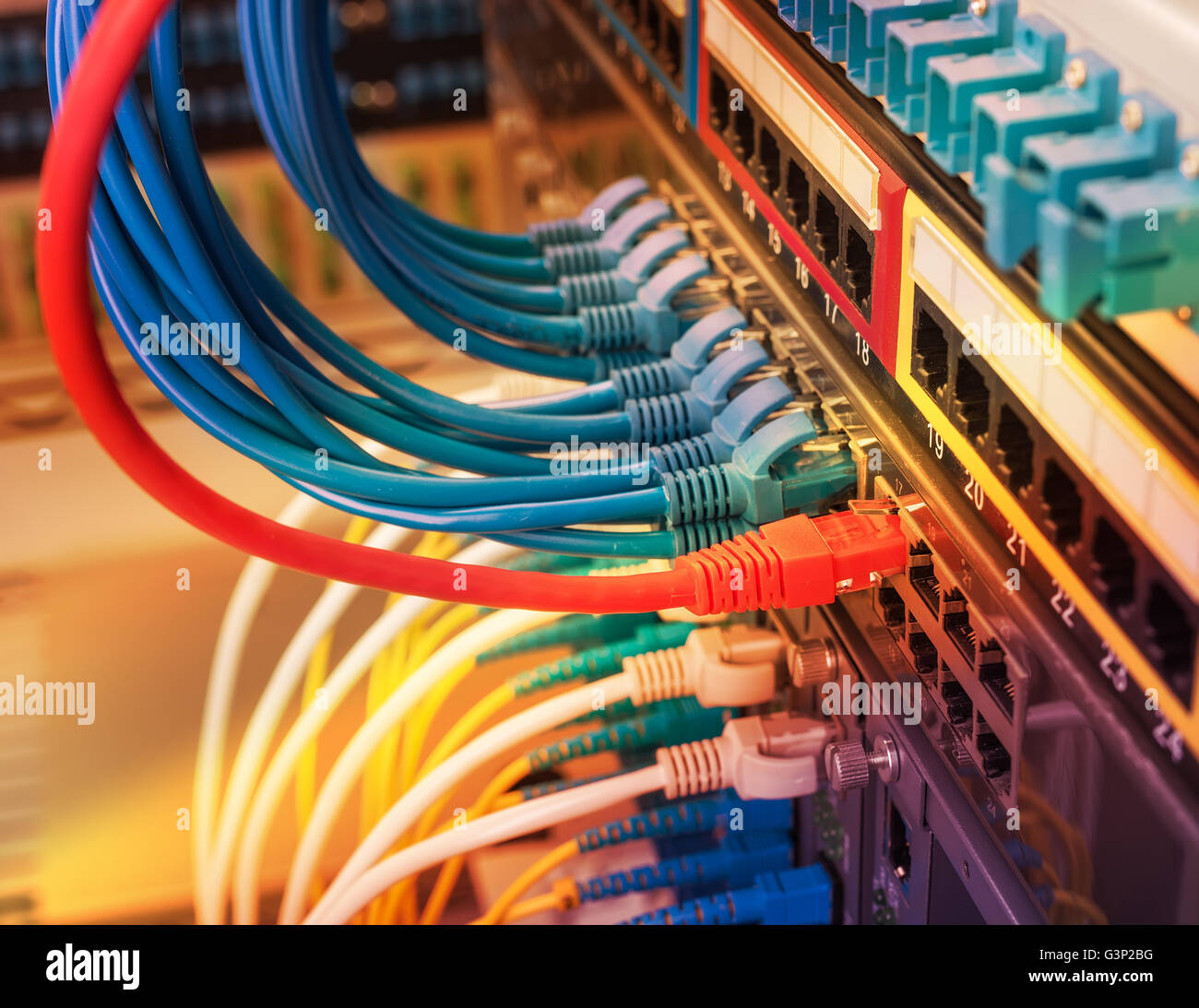 Network panel, switch and cable in data center Stock Photo - Alamy
