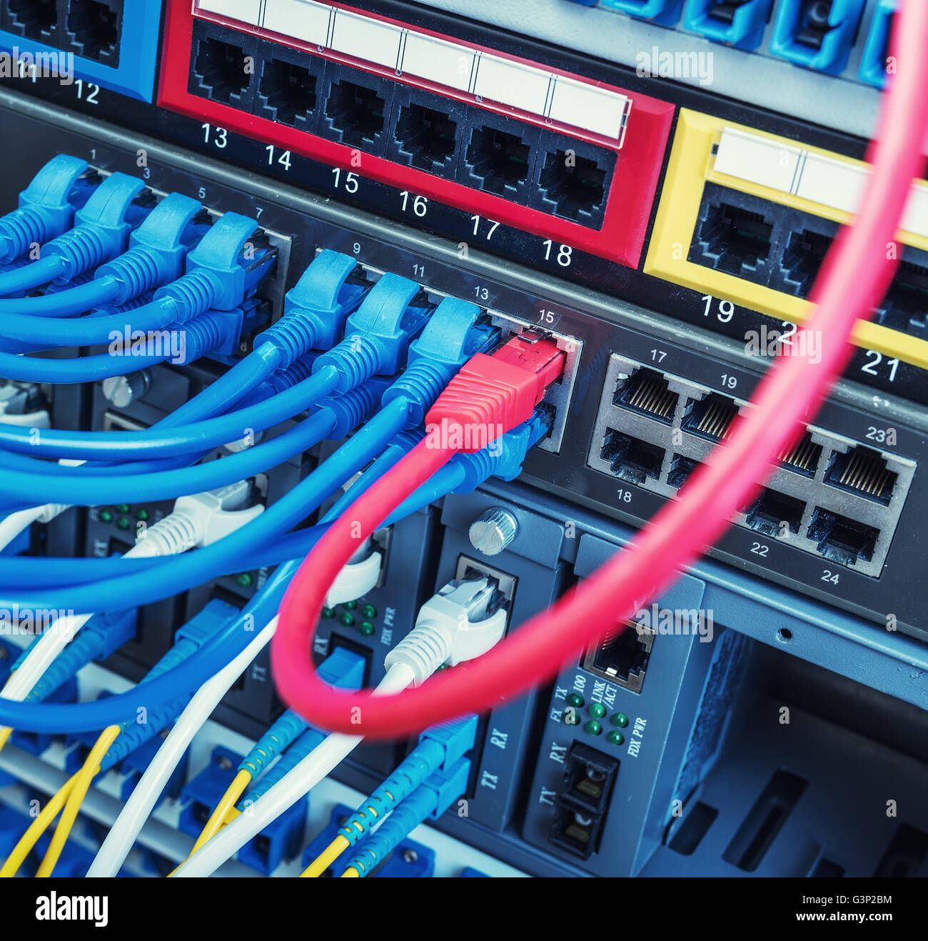 Network panel, switch and cable in data center Stock Photo - Alamy