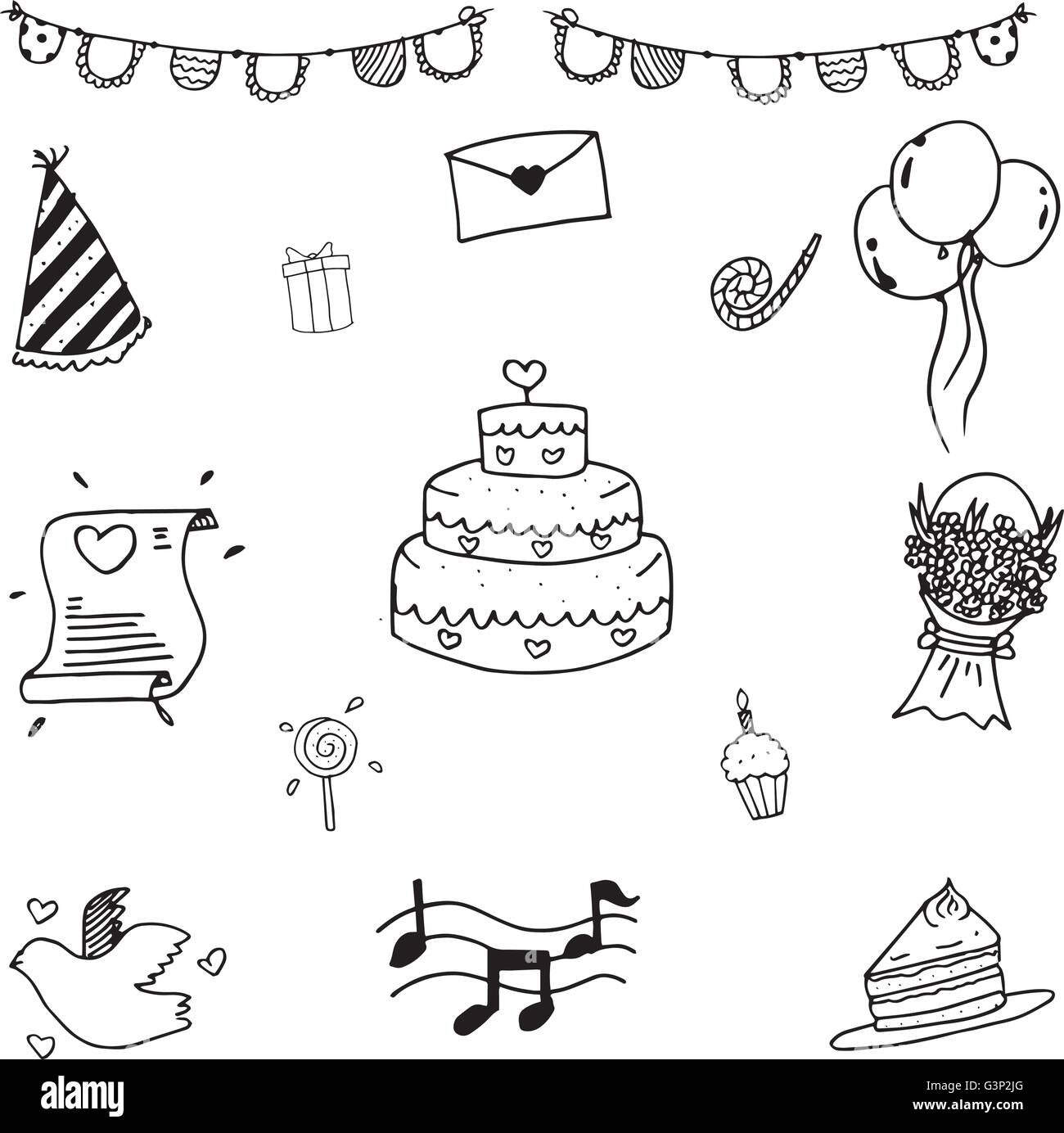 Set of sketch cute party doodle Stock Vector Image & Art - Alamy