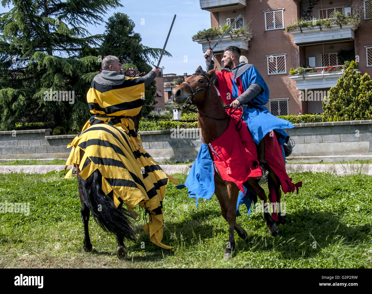 Rome, Italy. 17th Apr, 2016. Medieval commemoration at the Exhibition ...