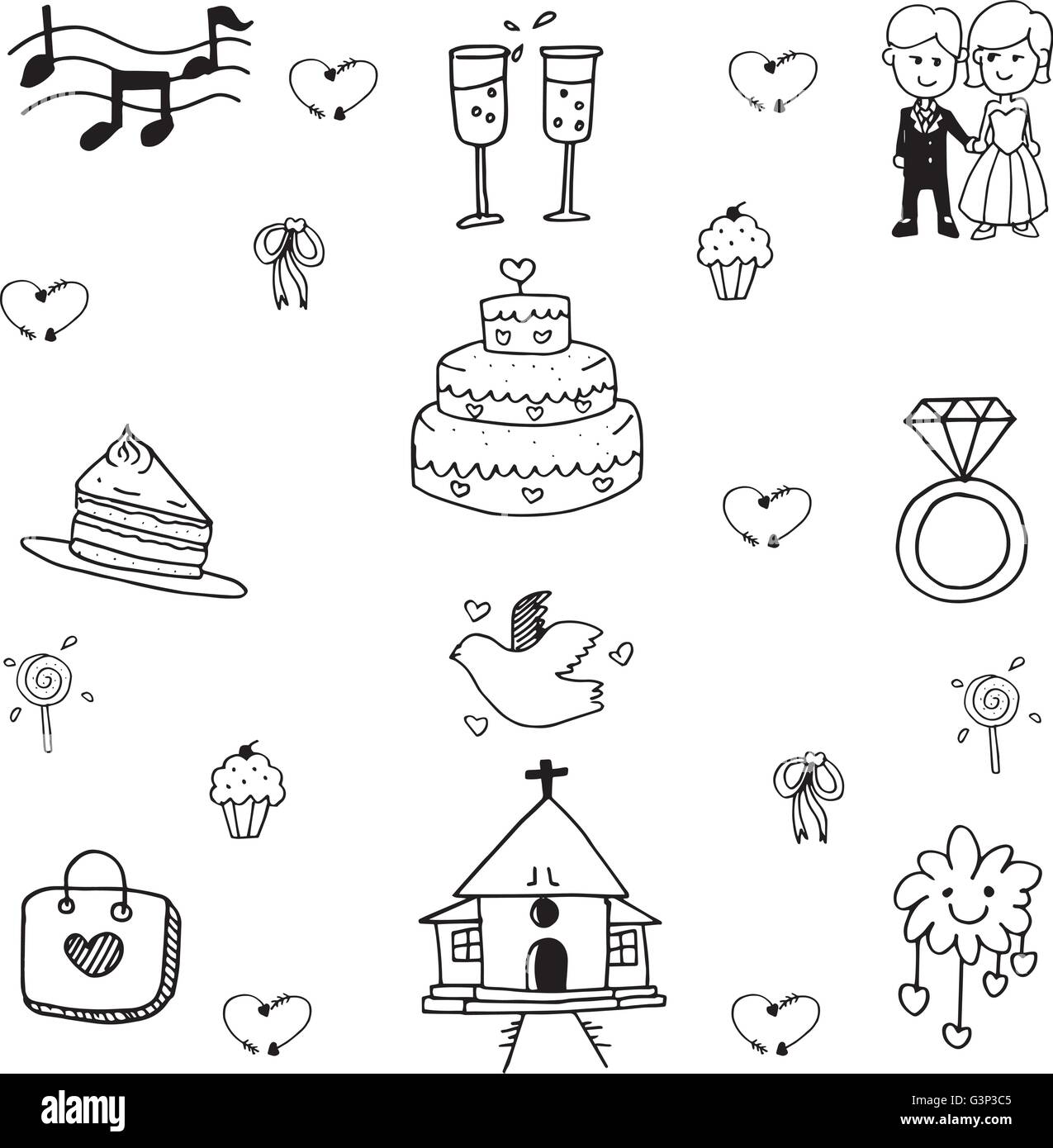 Wedding set doodle vector art Stock Vector Image & Art - Alamy