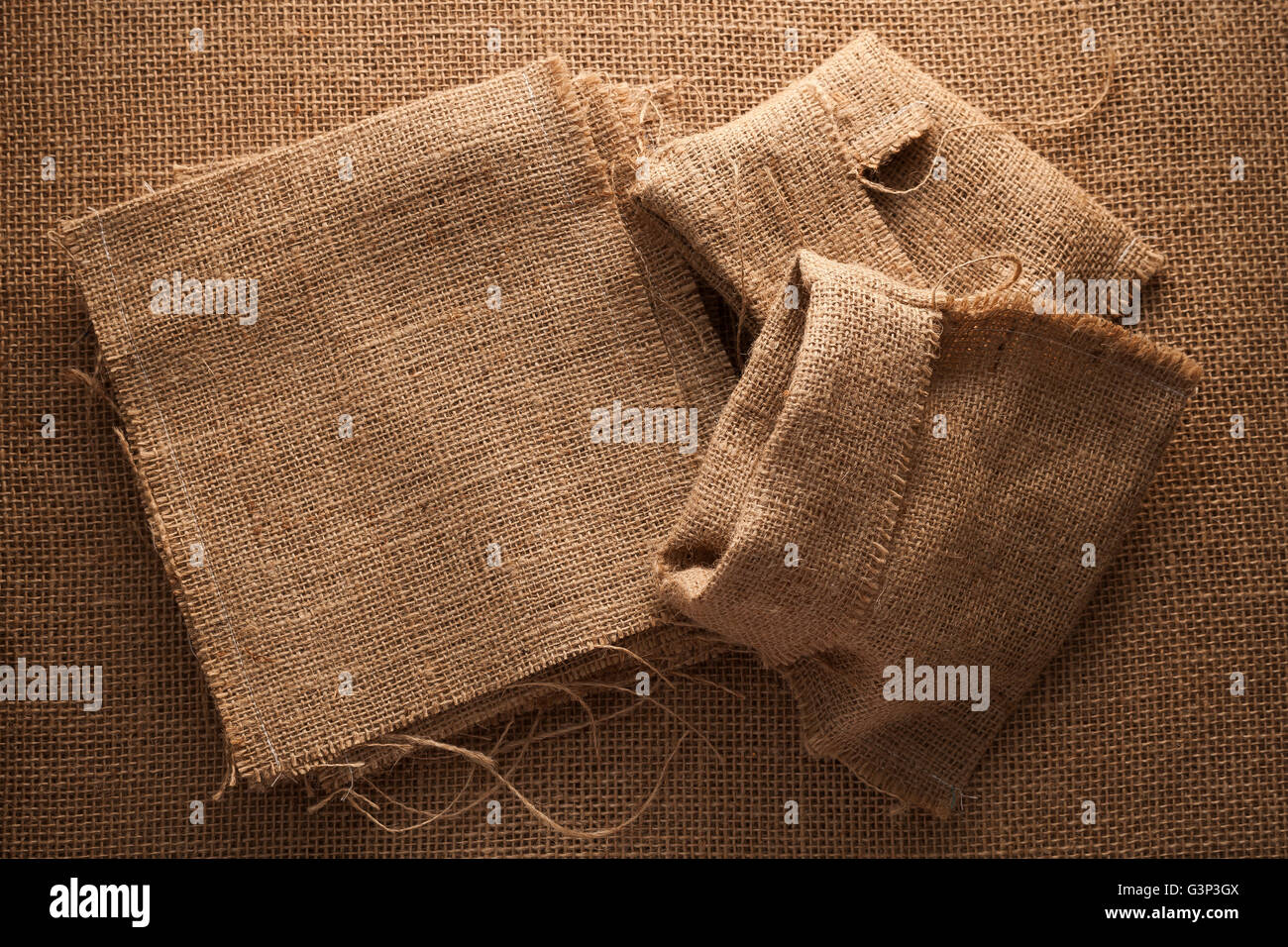 sack flax still life sackcloth background rustic flat lay Stock Photo ...