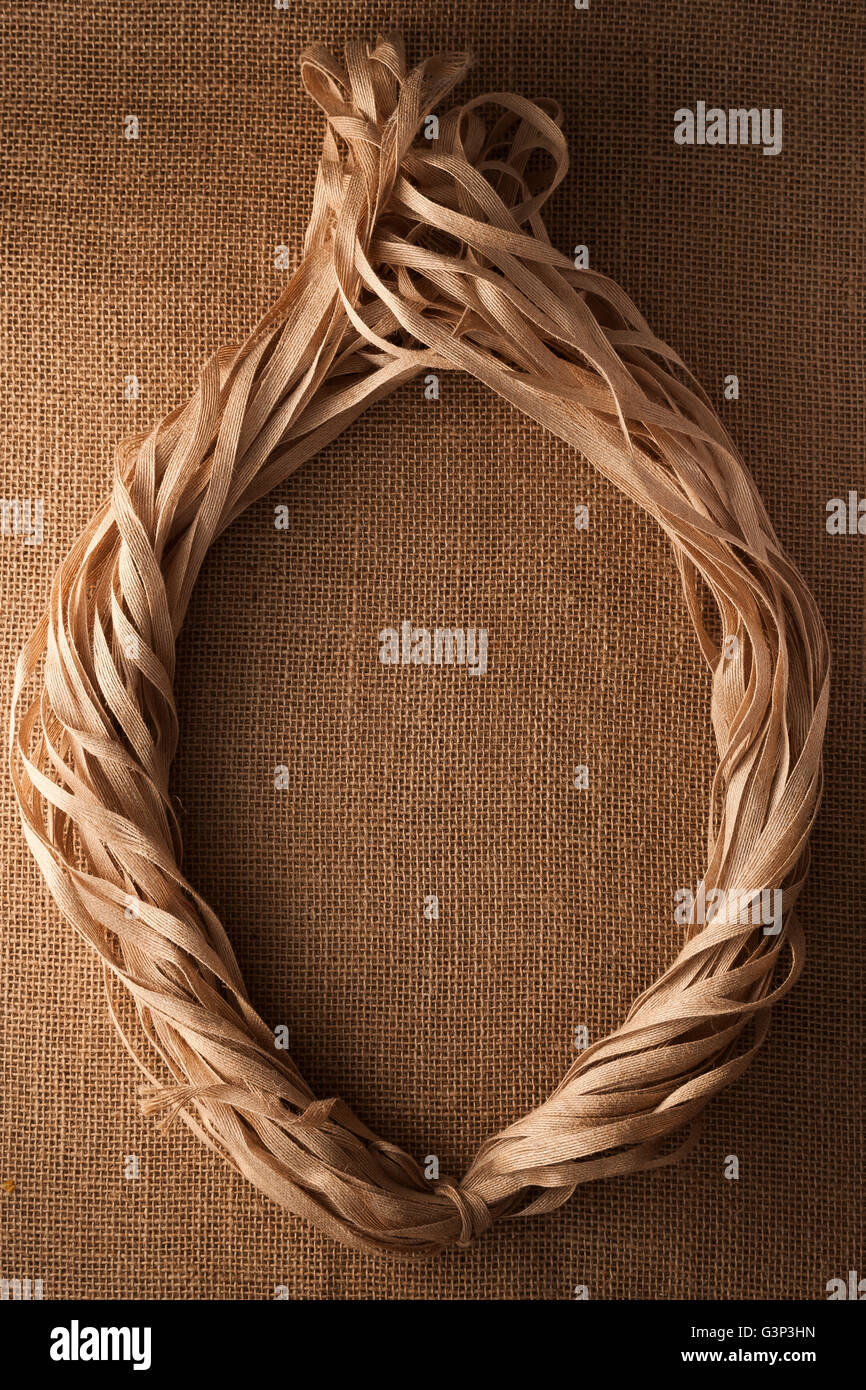 rope flax frame sackcloth background still life rustic flat lay frame ...