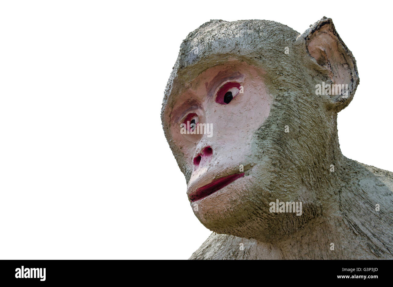 Stutue concrete monkey sculpture on white background Stock Photo - Alamy