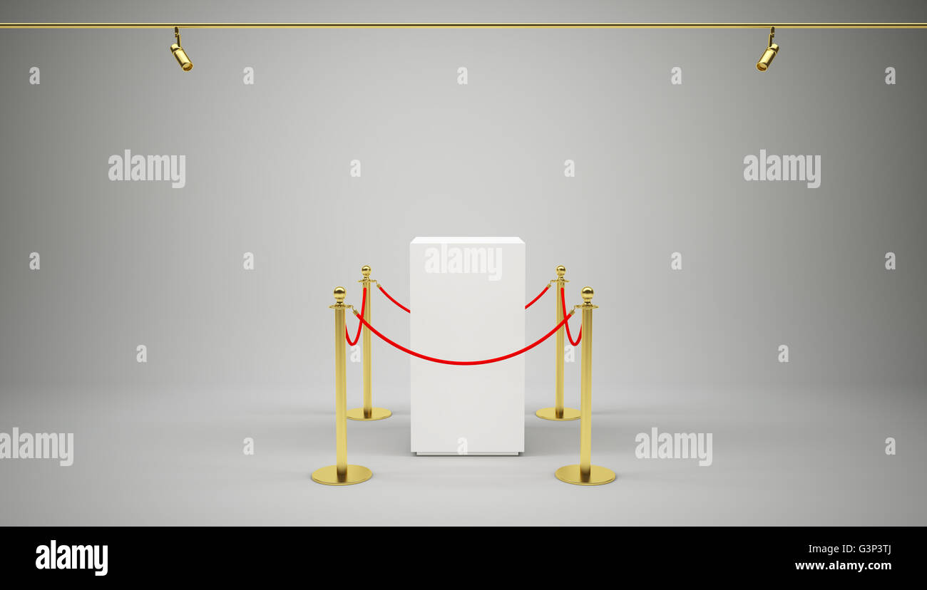 Showcase with tiled stand barriers for exhibit Stock Photo - Alamy