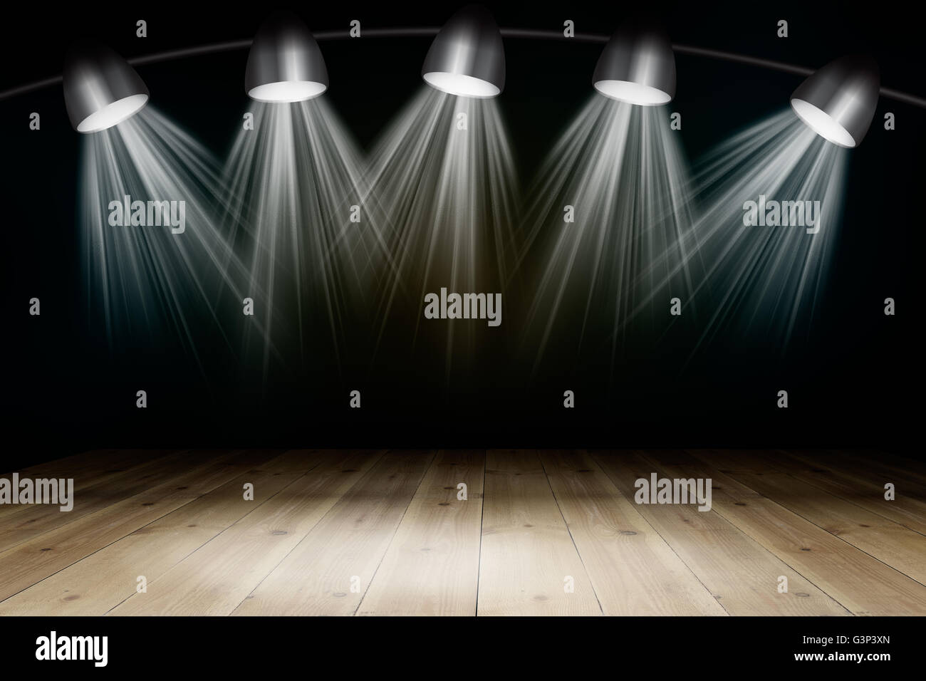 Illuminated empty concert stage with rays of light Stock Photo - Alamy