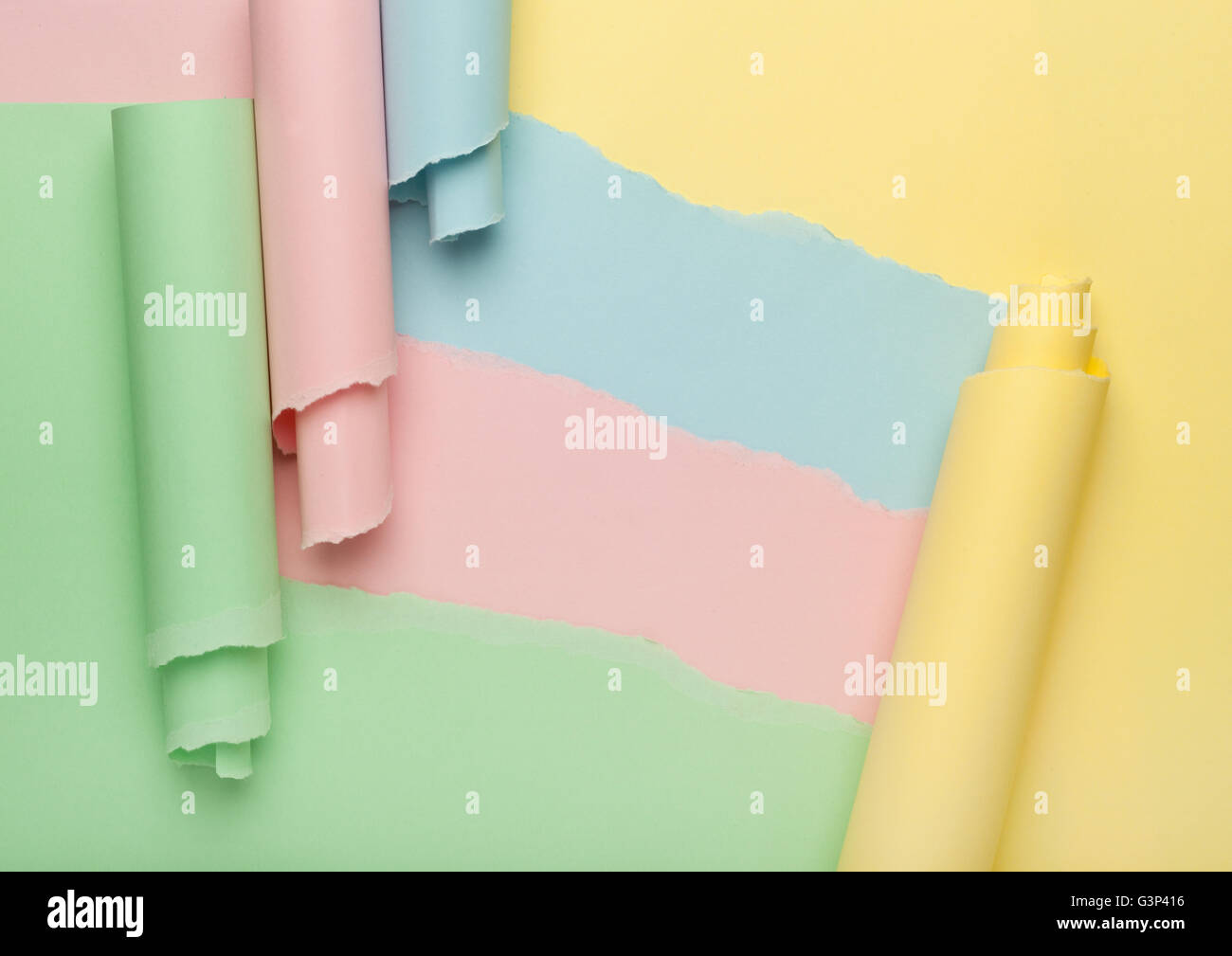 Torn colorful paper forming abstract background Stock Photo - Alamy