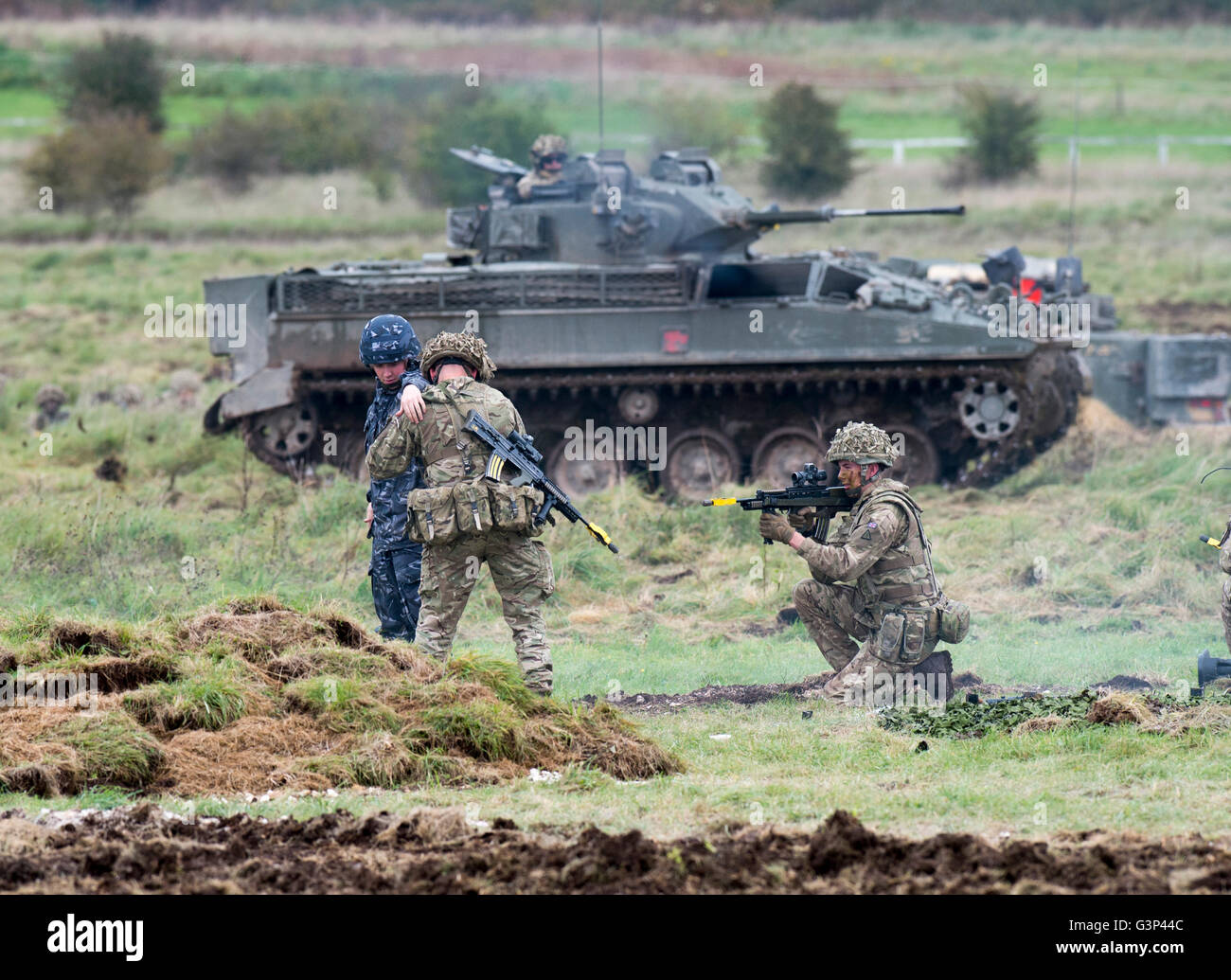British troops on combined army manoeuvre exercise displaying the ...