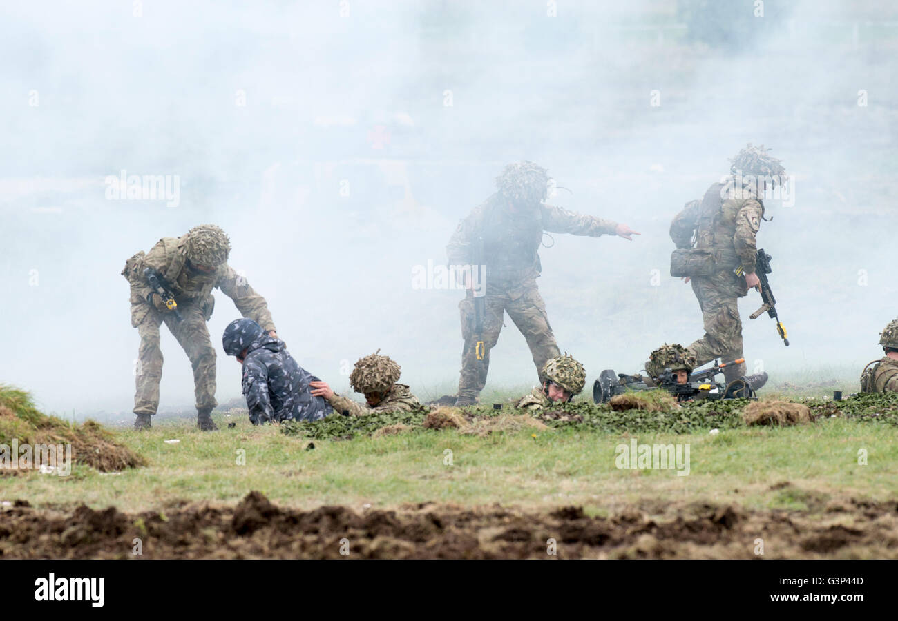British troops on combined army manoeuvre exercise displaying the ...