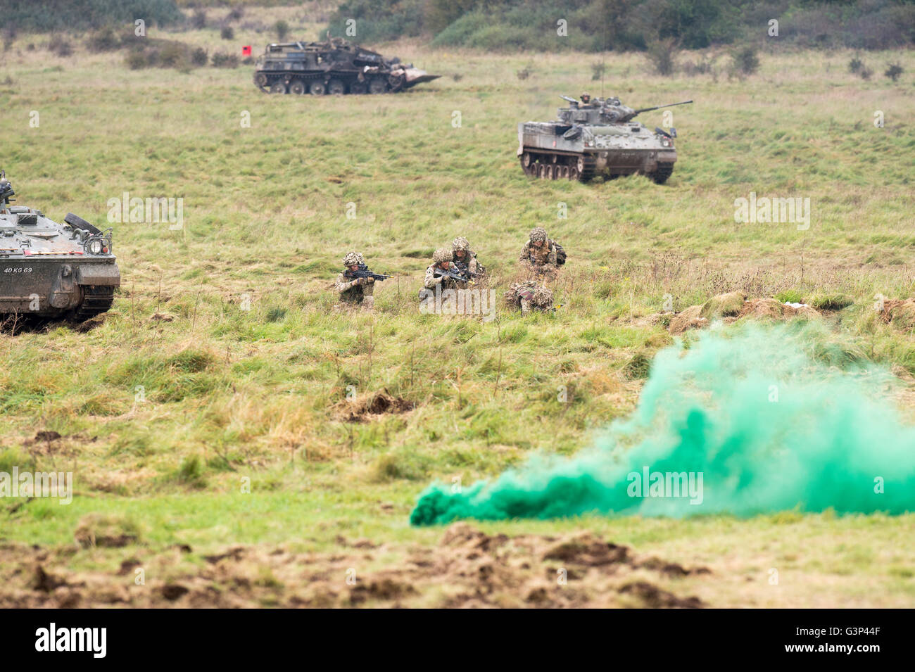 British troops on combined army manoeuvre exercise displaying the ...