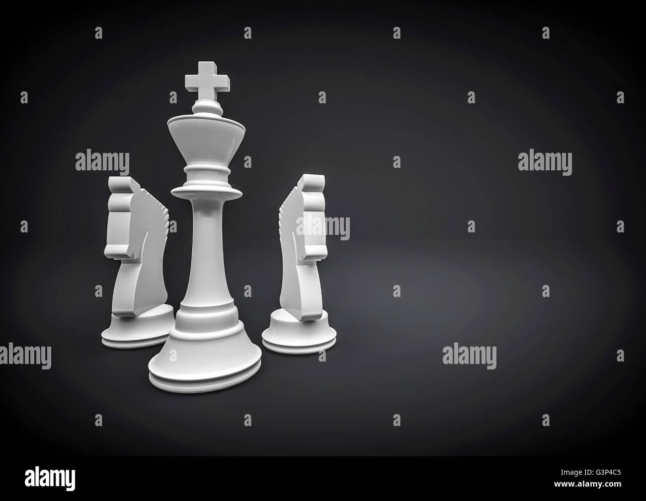 Chess king and knights / 3D render of chess pieces Stock Photo - Alamy