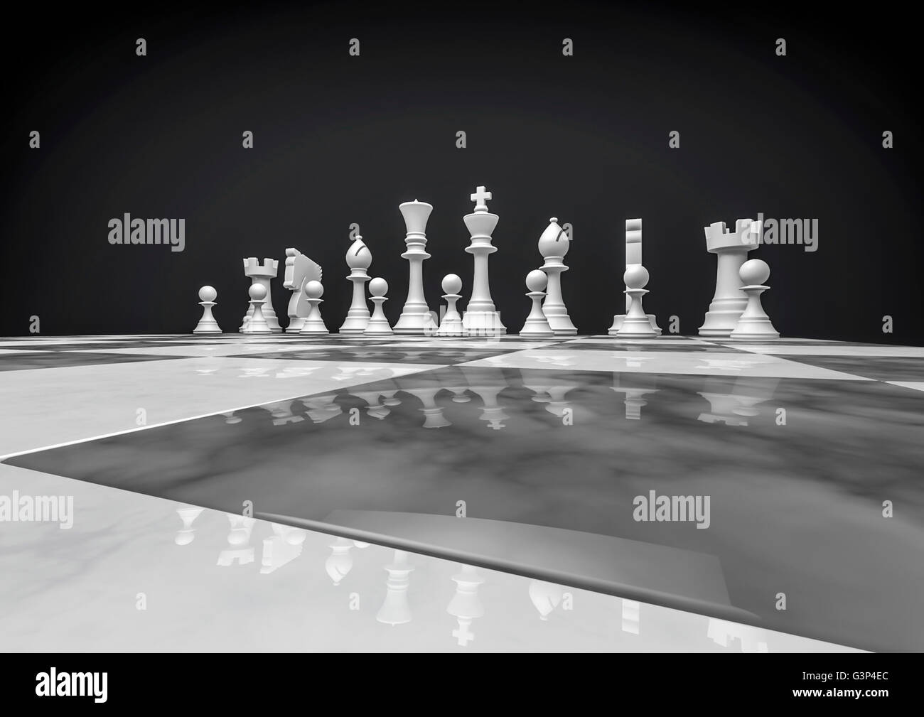Chess game / 3D render of chess pieces Stock Photo - Alamy