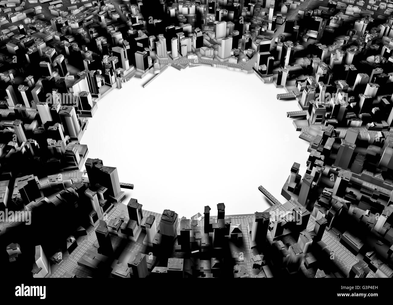 Cityscape frame / 3d render of city with copy space Stock Photo - Alamy