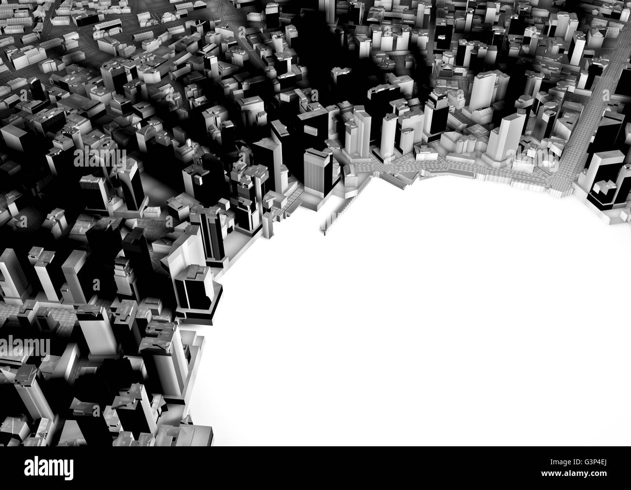 Cityscape frame / 3d render of city with copy space Stock Photo - Alamy