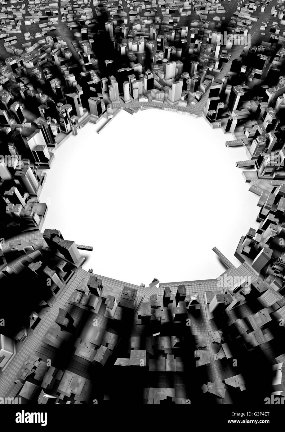 Cityscape frame / 3d render of city with copy space Stock Photo - Alamy