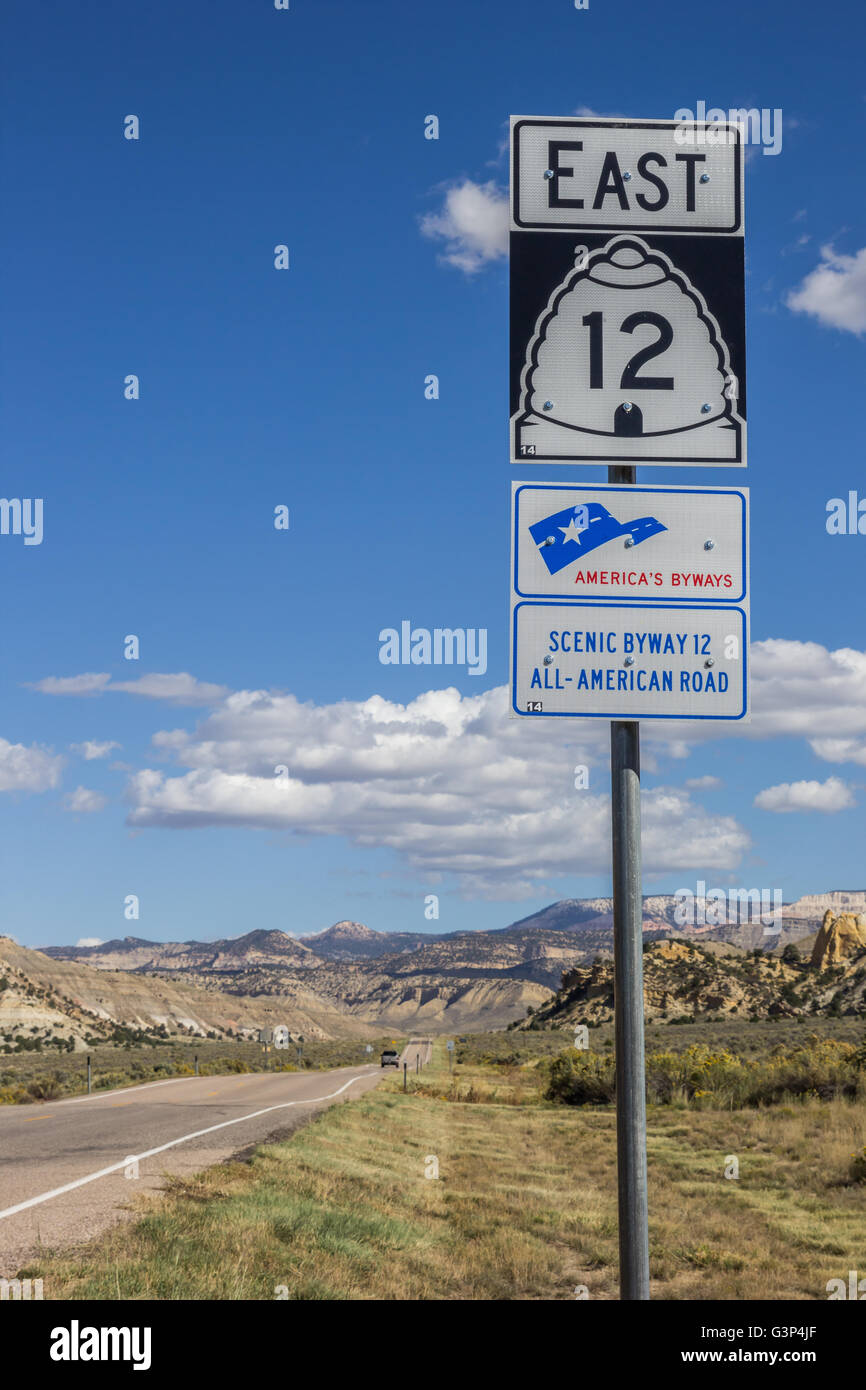Road sign on scenic byway 12 in Utah, USA Stock Photo - Alamy