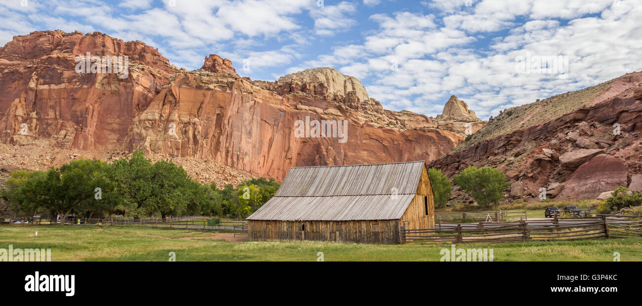 Panorama of the Gifford barn in Capitol Reef National Park, Utah, USA ...