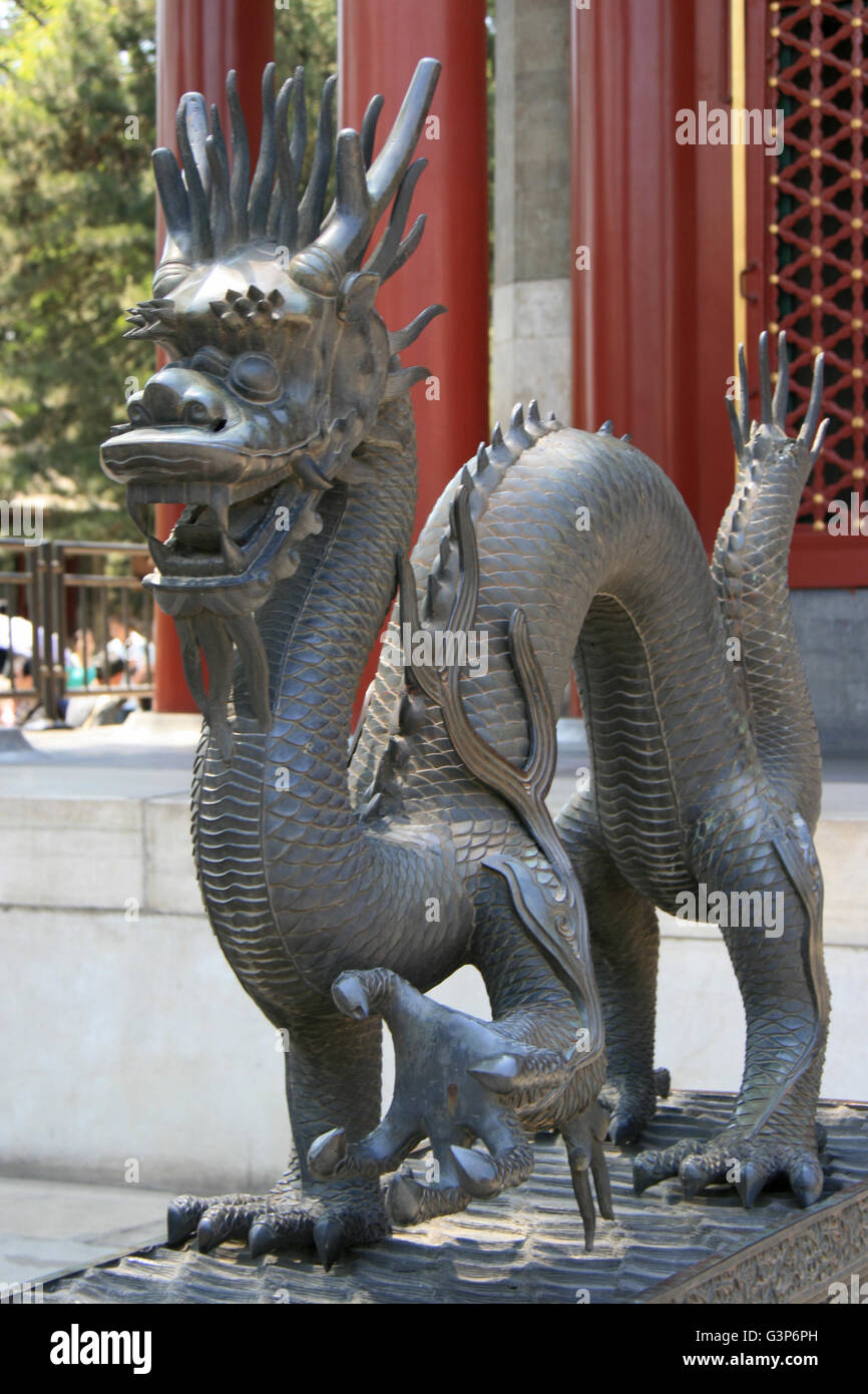 Bronze statue of a dragon in the Summer Palace in Beijing (China Stock ...