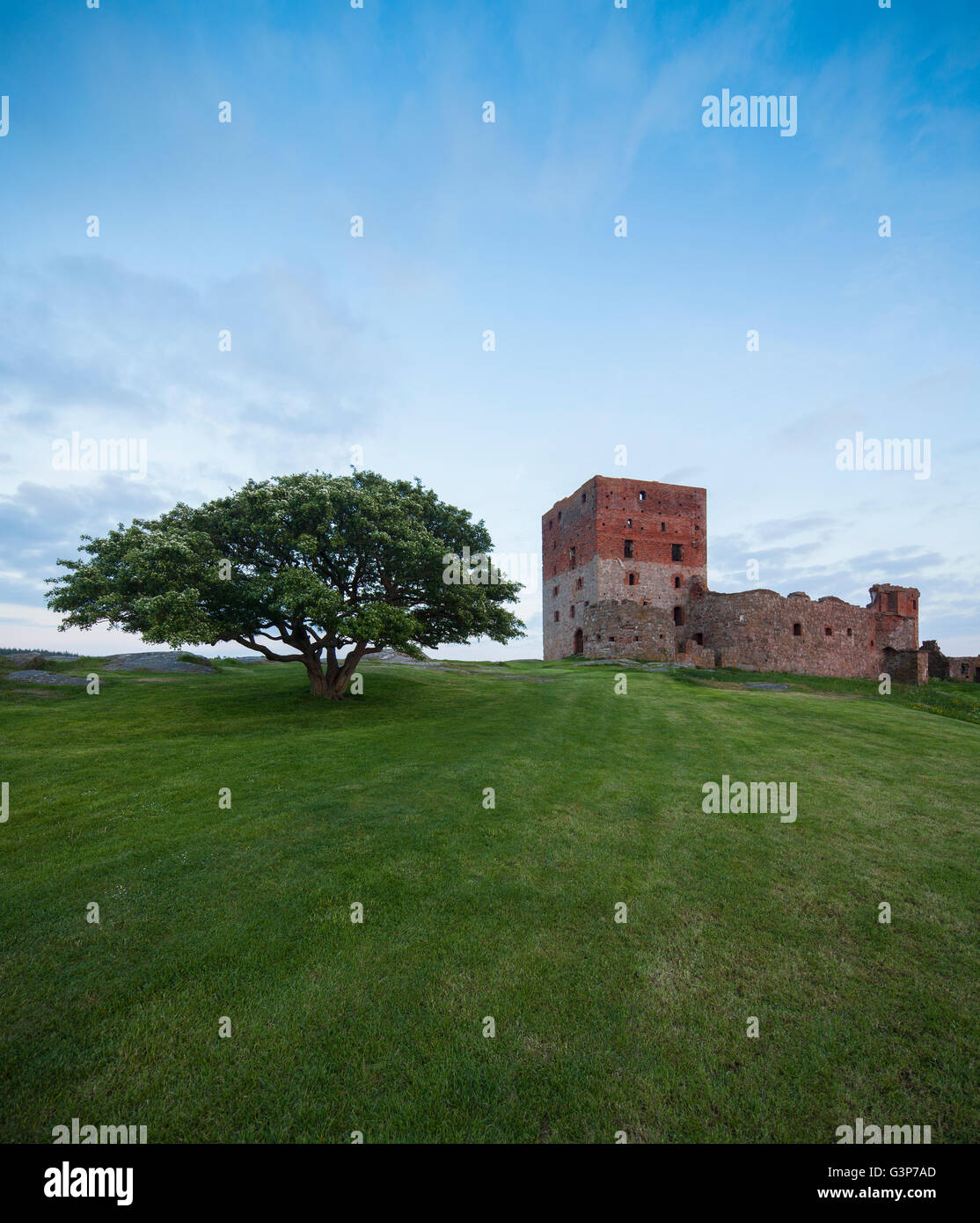 Denmark, Bornholm, Hammeren, View of Hammershus Stock Photo - Alamy
