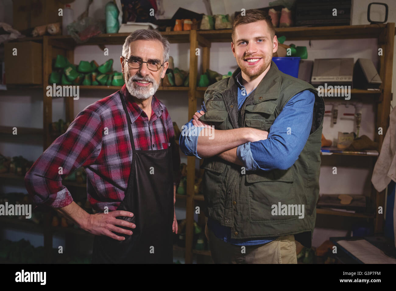Portrait of cobbler men smiling Stock Photo - Alamy