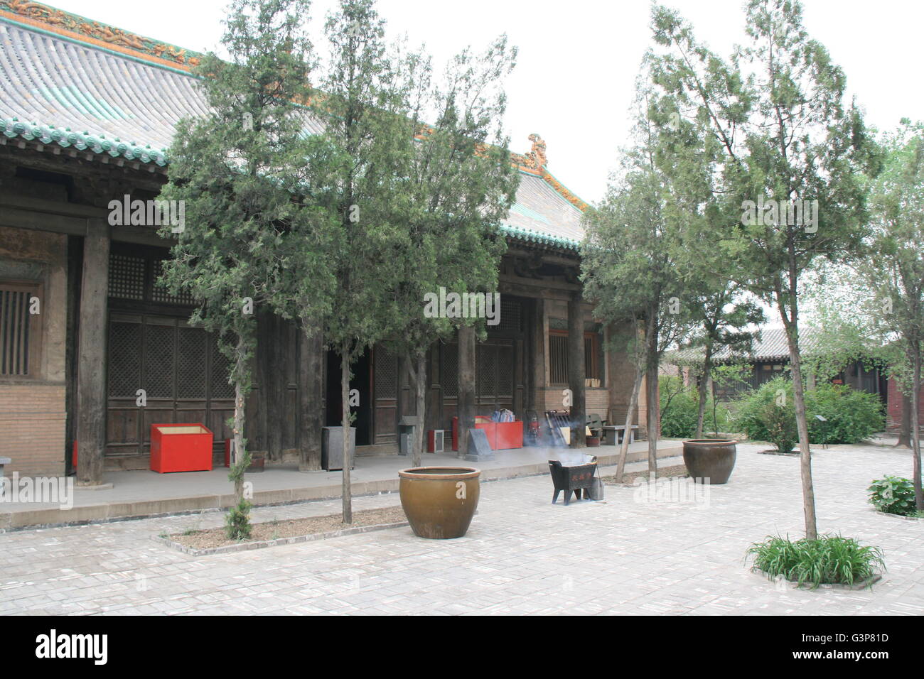 One of the buildings of the Shuanglin Si temple closed to Pingyao ...