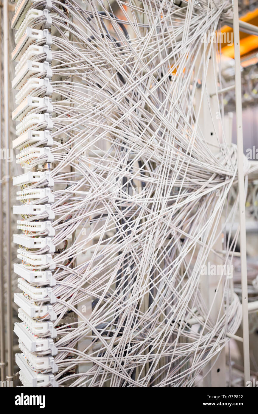 Close-Up of cable and wires in server locker Stock Photo - Alamy