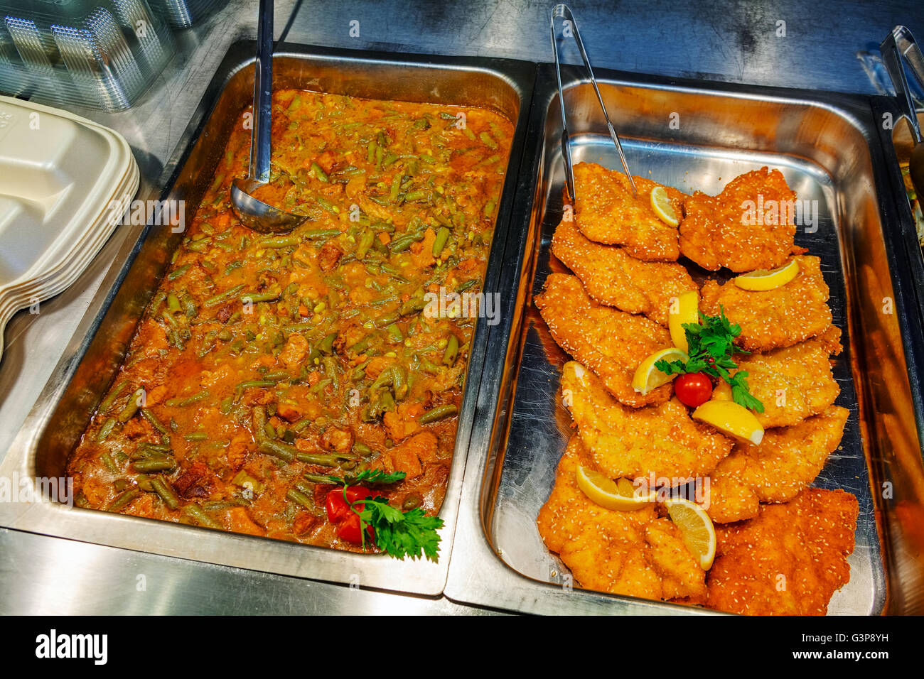 Canteen self service food display plate hi-res stock photography and ...