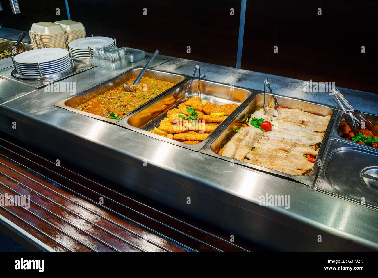 Canteen self service food display plate hi-res stock photography and ...