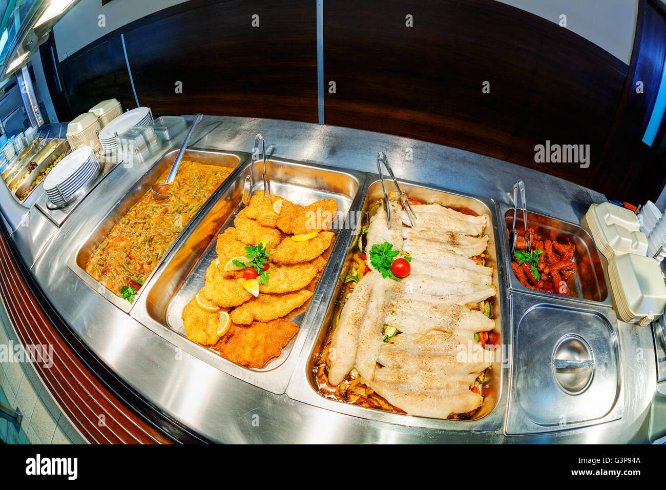 Canteen self service food display plate hi-res stock photography and ...
