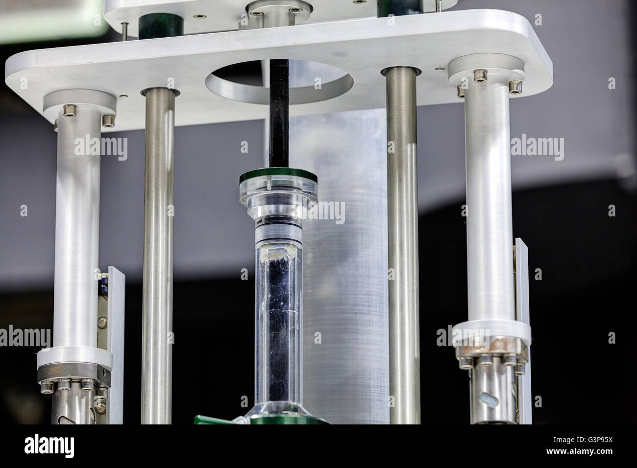 Detail of stainless steel machinery in physics laboratory Stock Photo ...