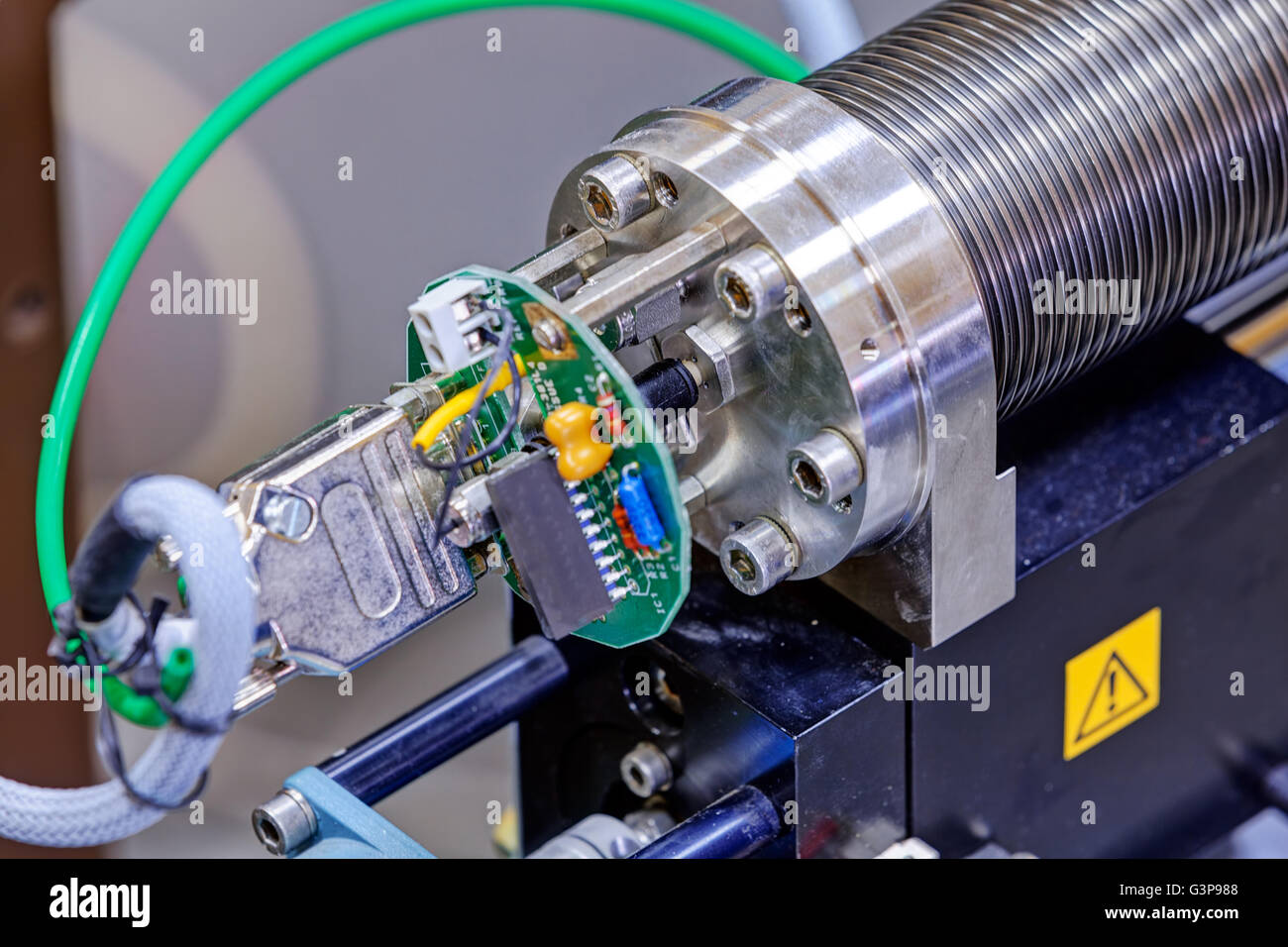 Detail of stainless steel machinery in physics laboratory Stock Photo ...