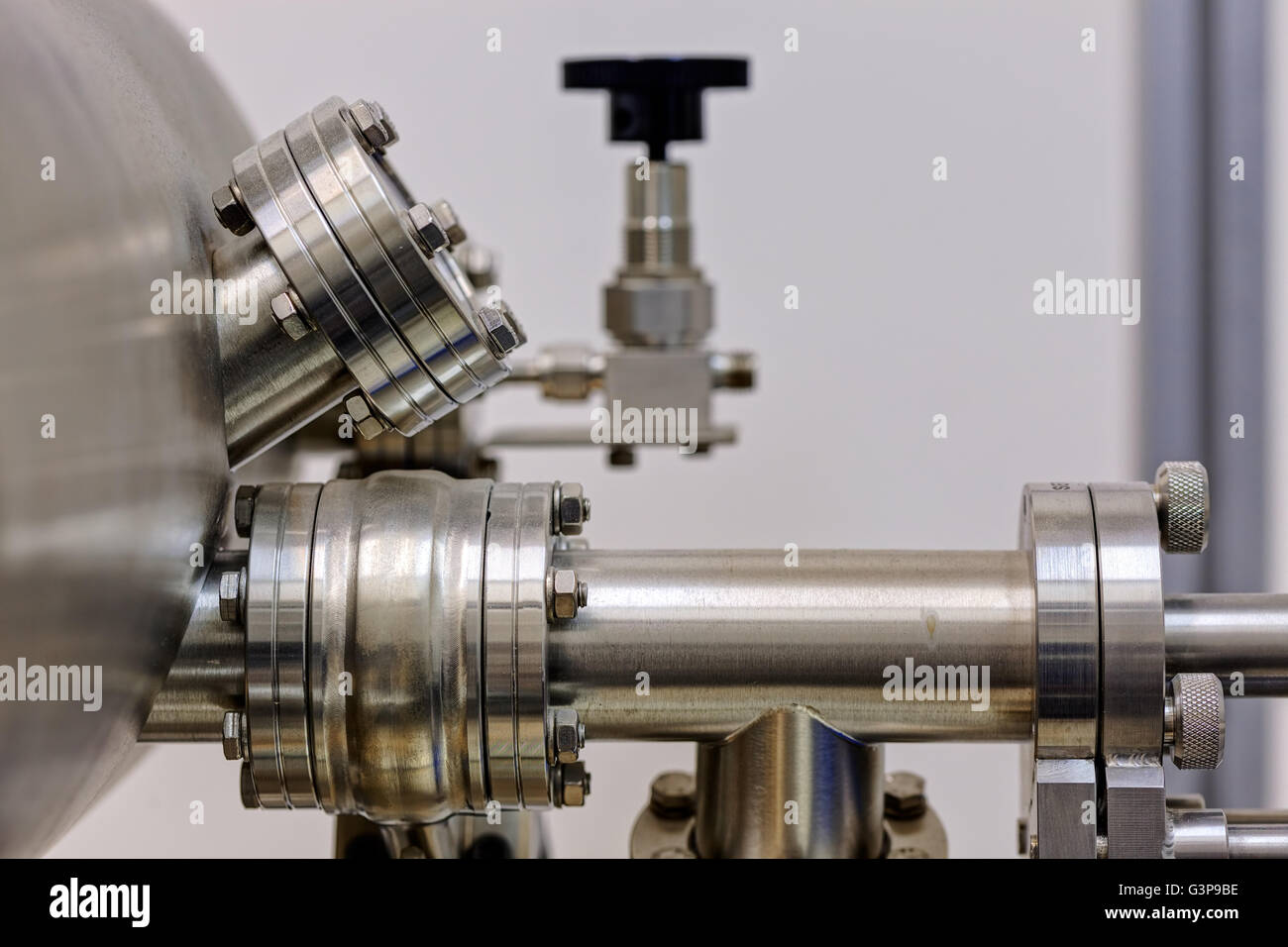 Detail of stainless steel machinery in physics laboratory Stock Photo ...