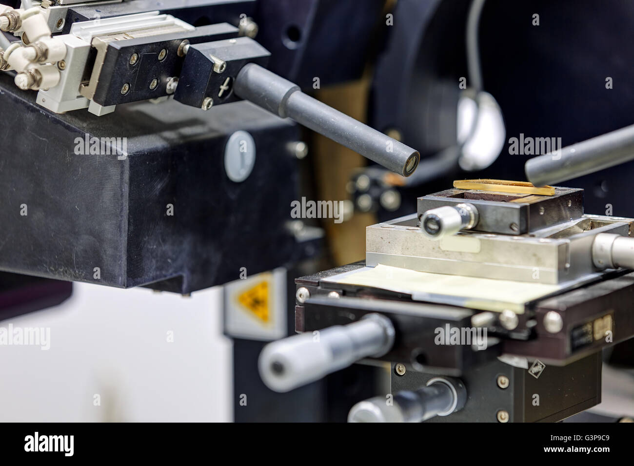 Detail of stainless steel machinery in physics laboratory Stock Photo ...