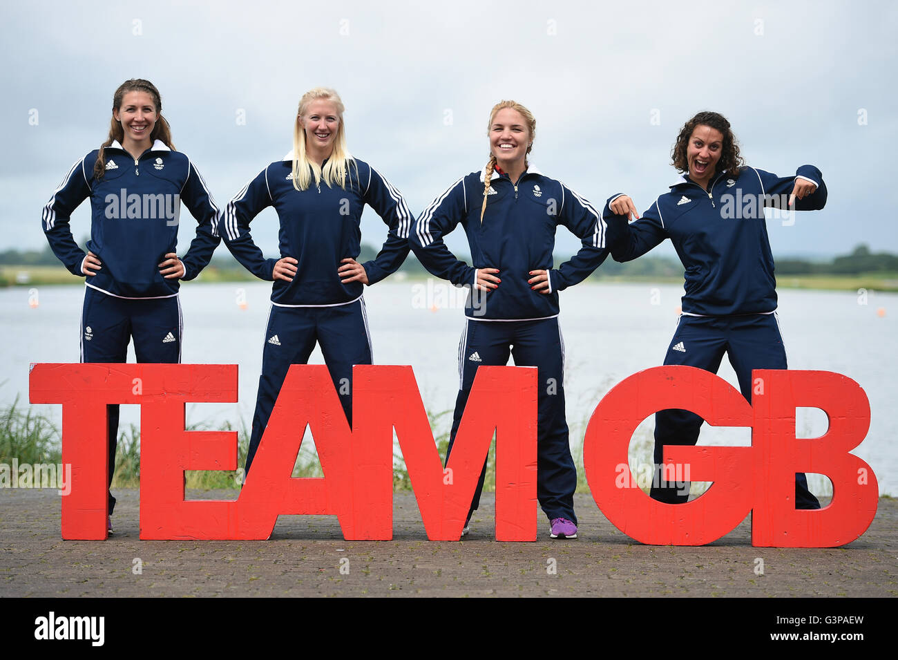 From left to right, Great Britain's Jess Walker, Rachel Cawthorn ...