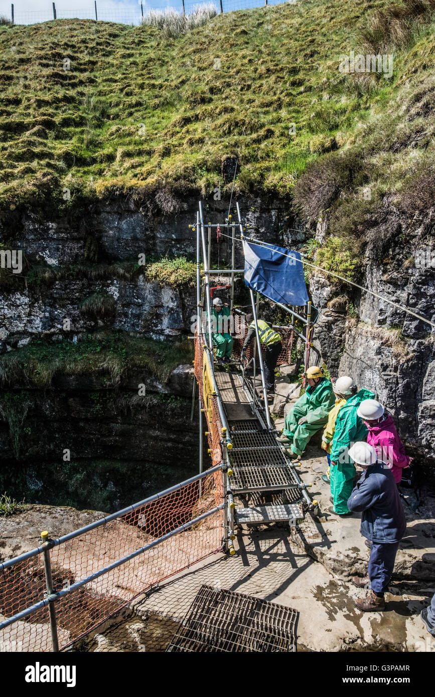 Bradford Potholing Club annual winch event at Gaping Gill Stock Photo ...