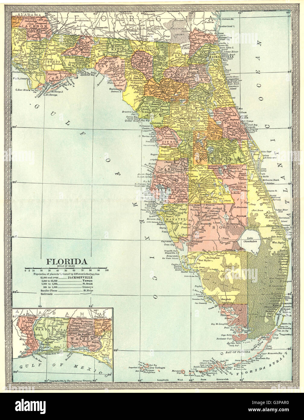 Map of florida state hi-res stock photography and images - Alamy