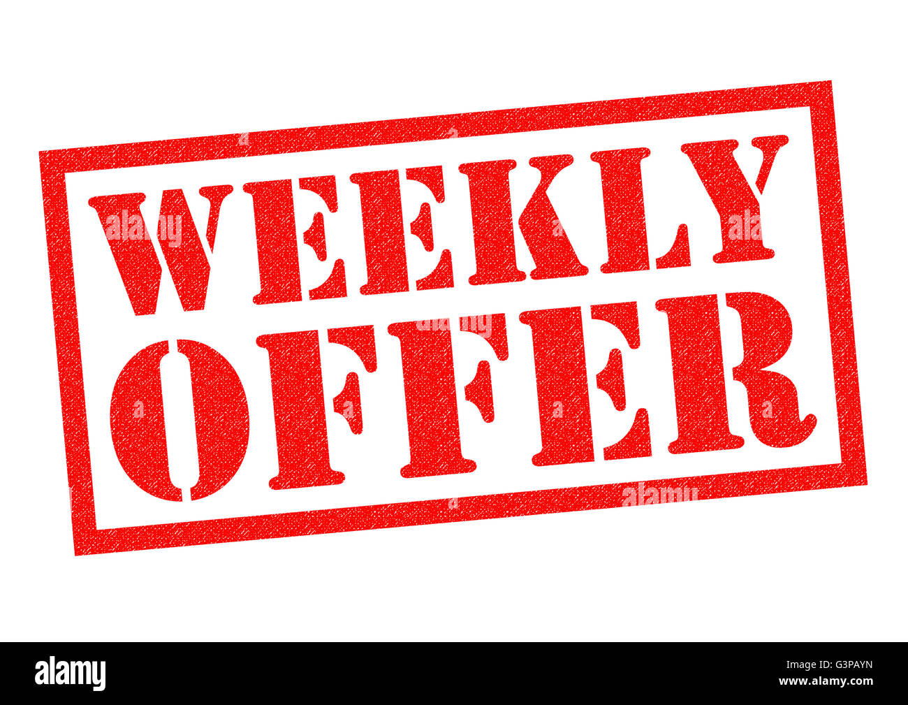 WEEKLY OFFER red Rubber Stamp over a white background Stock Photo - Alamy