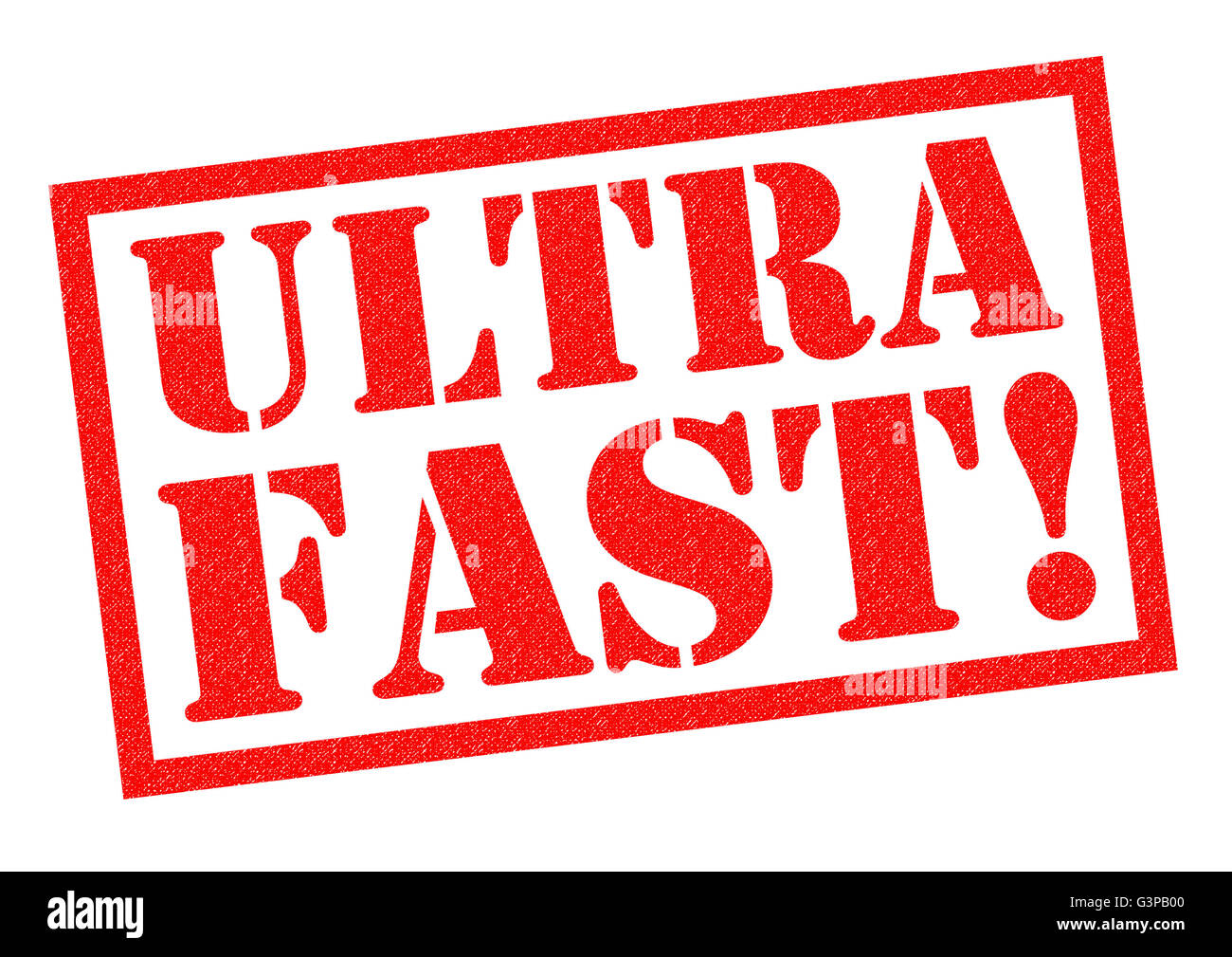 ULTRA FAST! red Rubber Stamp over a white background Stock Photo - Alamy